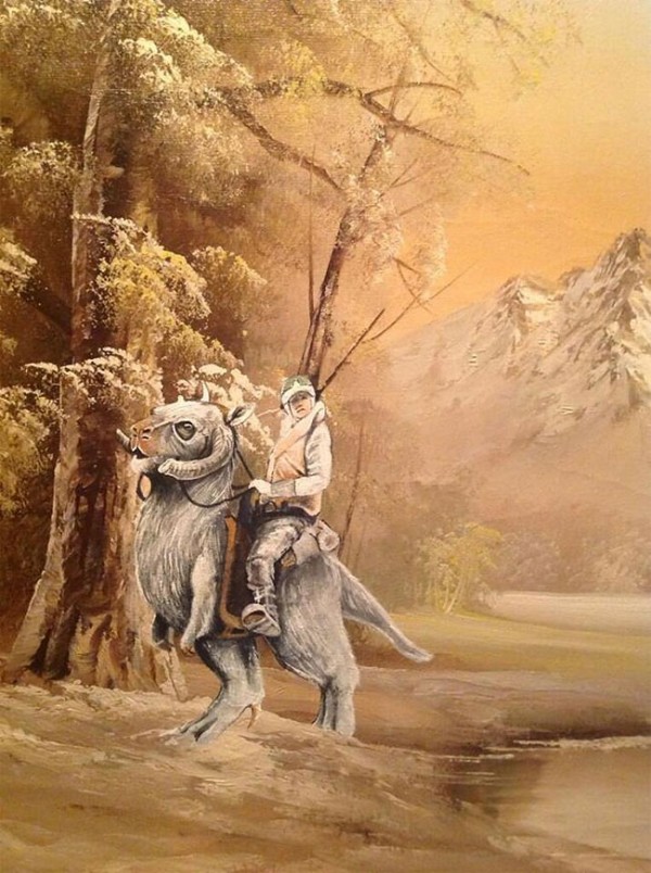 This Artist Painted Famous Characters Into Old Thrift Store Paintings ...