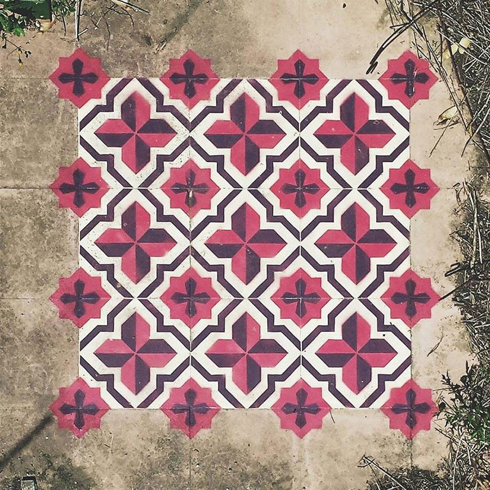 Artist Spray Paints Floors Of Abanoned Buildings With Colorful Tile ...