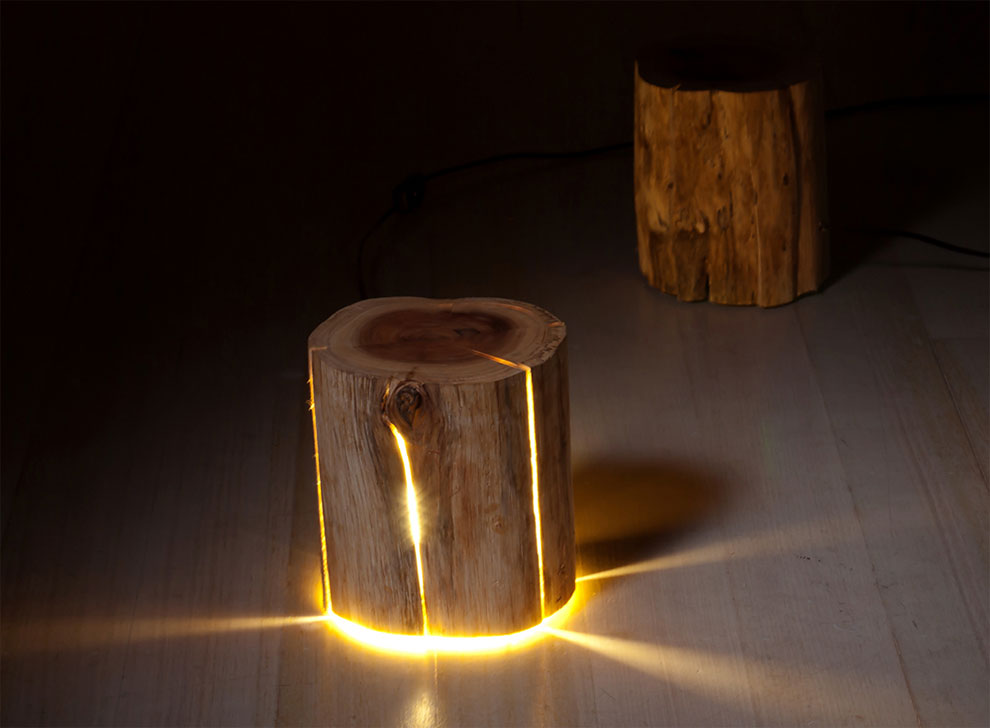 Gorgeously Illuminated Cracked Log Lamps » Design You Trust — Design ...