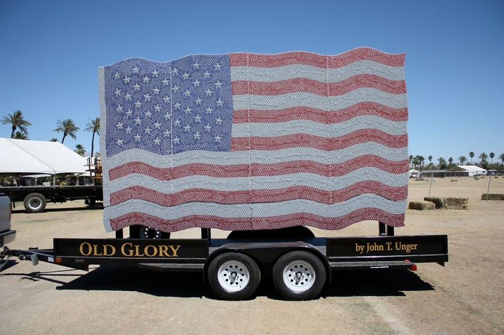 An Artist Made A Giant American Flag From Over 20,000 Budweiser Bottle ...
