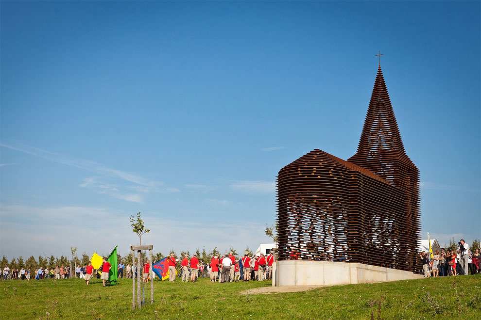 Stunning See-through Church Is Made From Stacked Weathered Steel ...