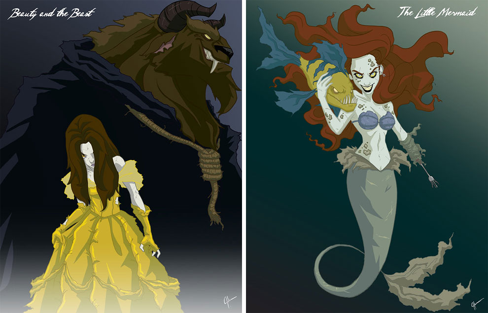 This Artist Reimagines Disney Princesses as Twisted Characters and They ...