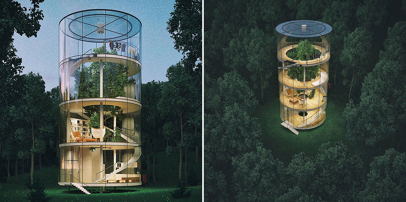 Remarkable Tubular Glass House Built Around Tree » Design You Trust ...
