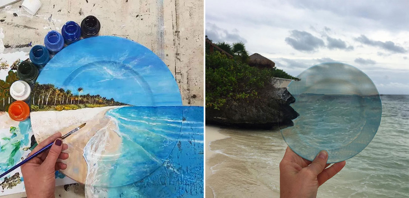 Artist Paints On Plates That Blend Into The Surrounding Landscapes ...