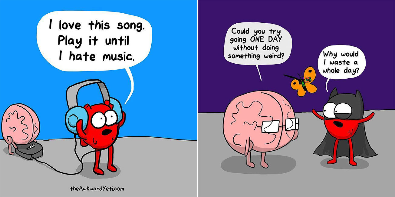 Cartoonist Smartly Illustrated Eternal Fight Between The Brain And The ...