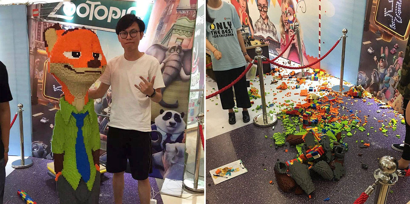 Artist Spends 3 Days Erecting A Life-Size Lego Statue Just To Be Ruined ...