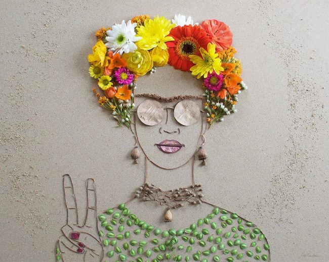 Artist Duo Uses Twigs And Flowers To Create Intricate Portraits Out Of ...