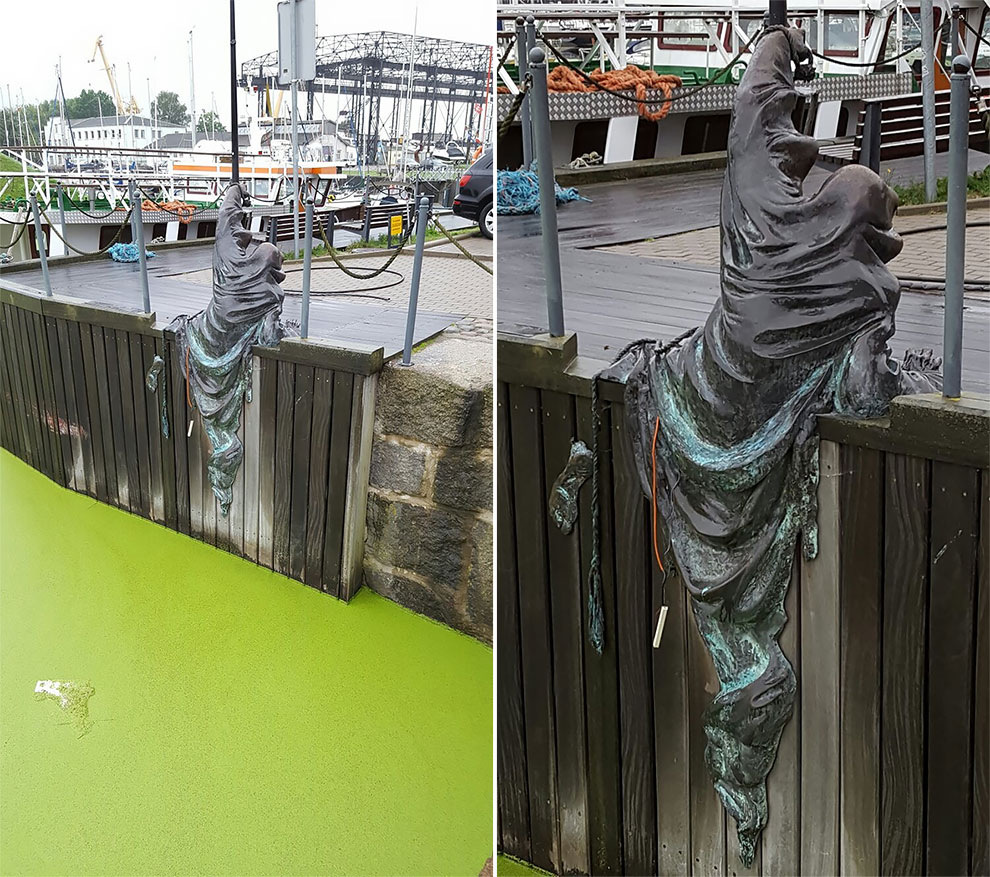 Creepy Ghost Statue In Lithuania Looks Like It’s Crawling Out Of The ...