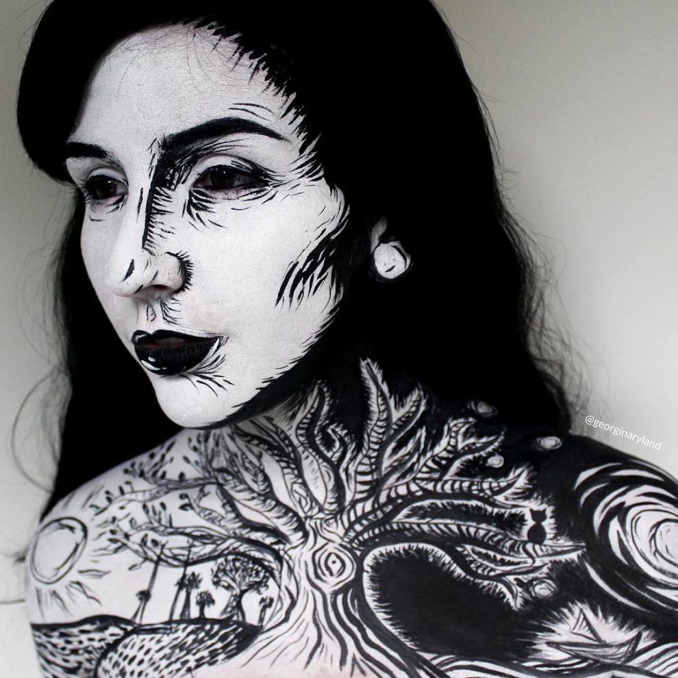 Makeup Artist Creates Incredible Drawings Using Her Own Body As Canvas ...