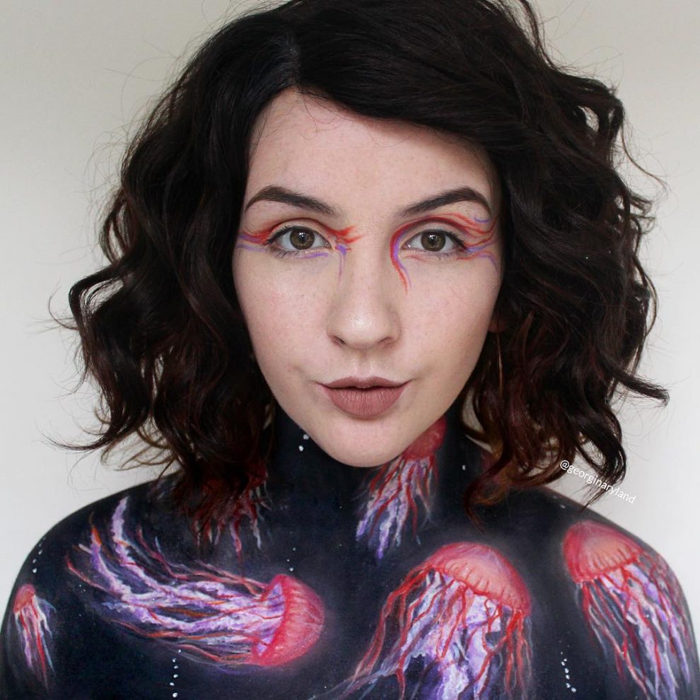 Makeup Artist Creates Incredible Drawings Using Her Own Body As Canvas ...