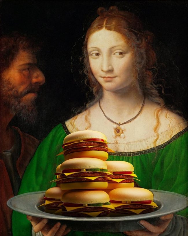 This Artist Offers Piles Of Burgers To The Masterpieces Of Painting ...