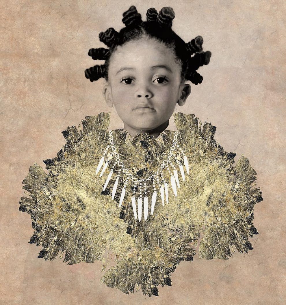 Digitally Altered Portraits Superimposed With Flowers, Antique Patterns ...