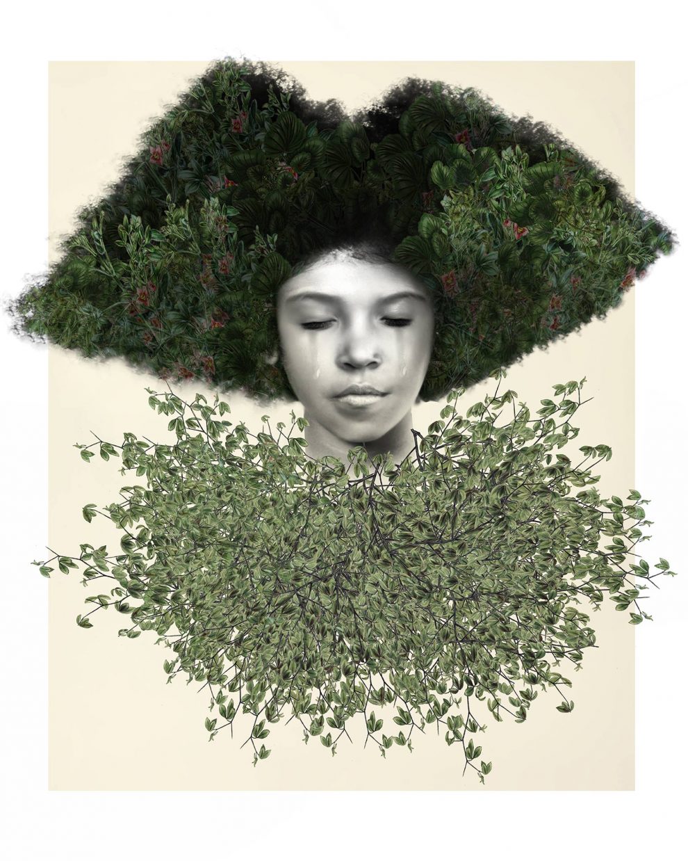 Digitally Altered Portraits Superimposed With Flowers, Antique Patterns ...