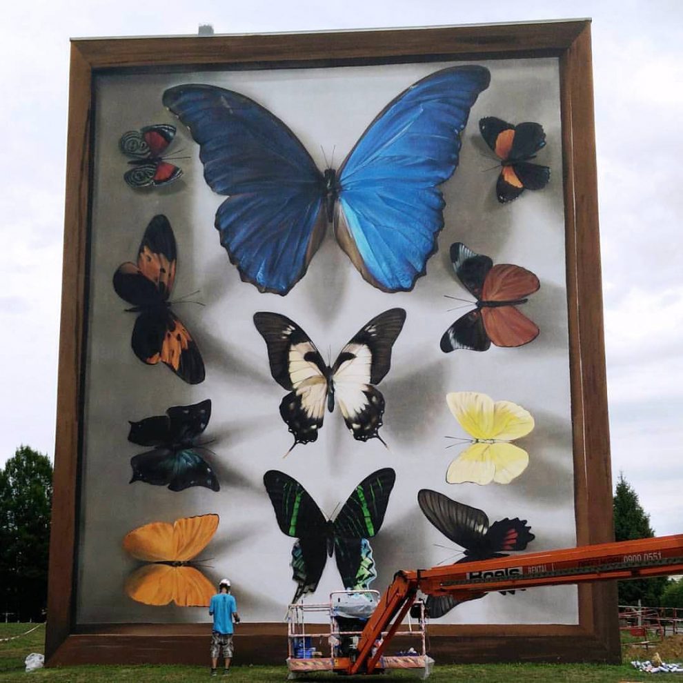 Street Artist Mantra Creates Beautiful Mural Series Of Butterfly ...