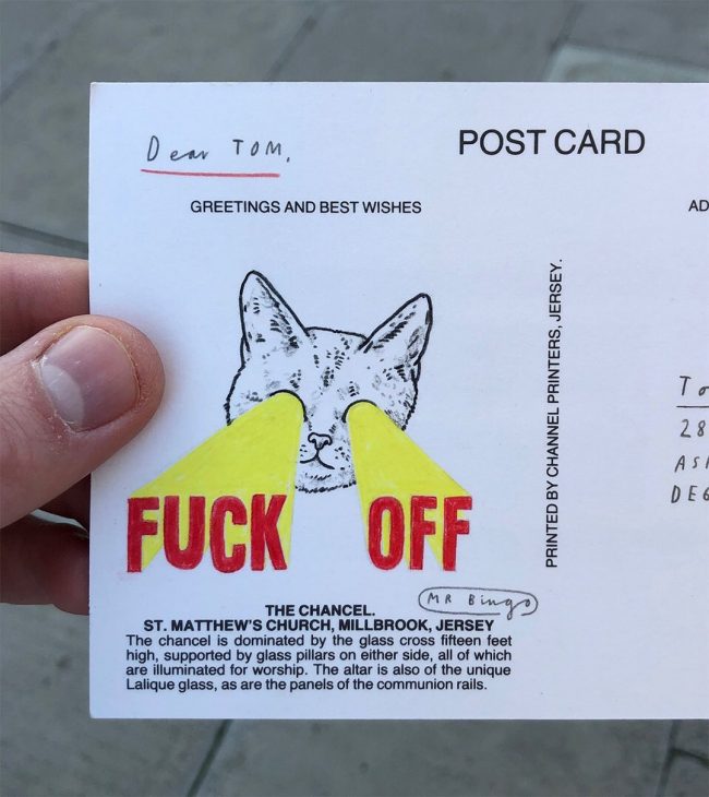 This Artist Sends Elaborate Abusive Postcards To Anyone Who Tweet Him ...