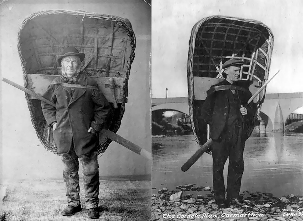 Vintage Photographs Of Welsh Coracle Men With Their Catch Of Fish In ...