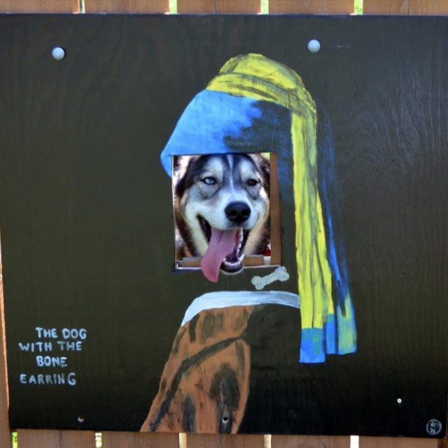 These Guys Make Neighborhood Laugh with Creative Fence Windows for Dogs ...