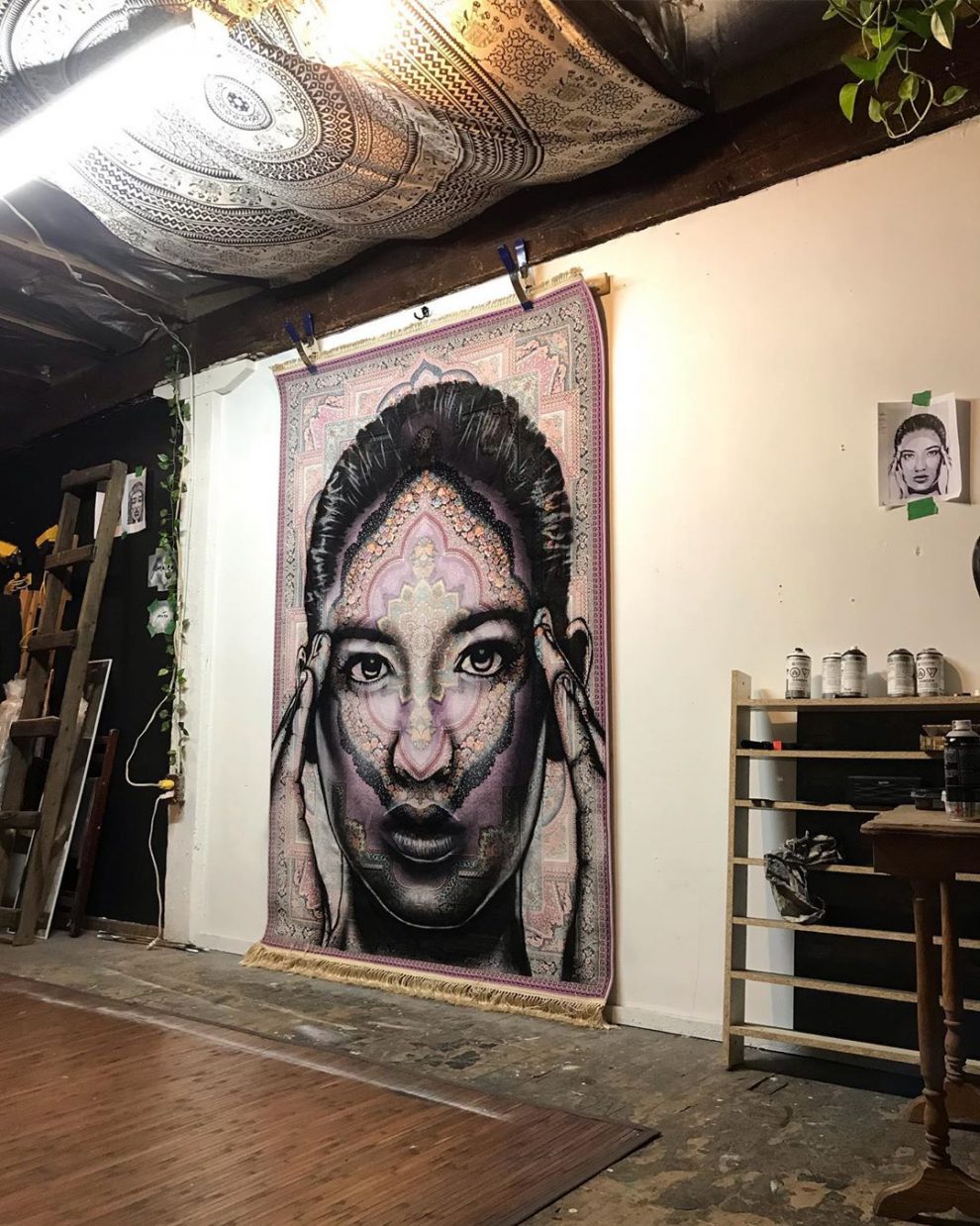 Street Artist Uses Traditional Persian Rugs As Canvas To Spray-Paint ...