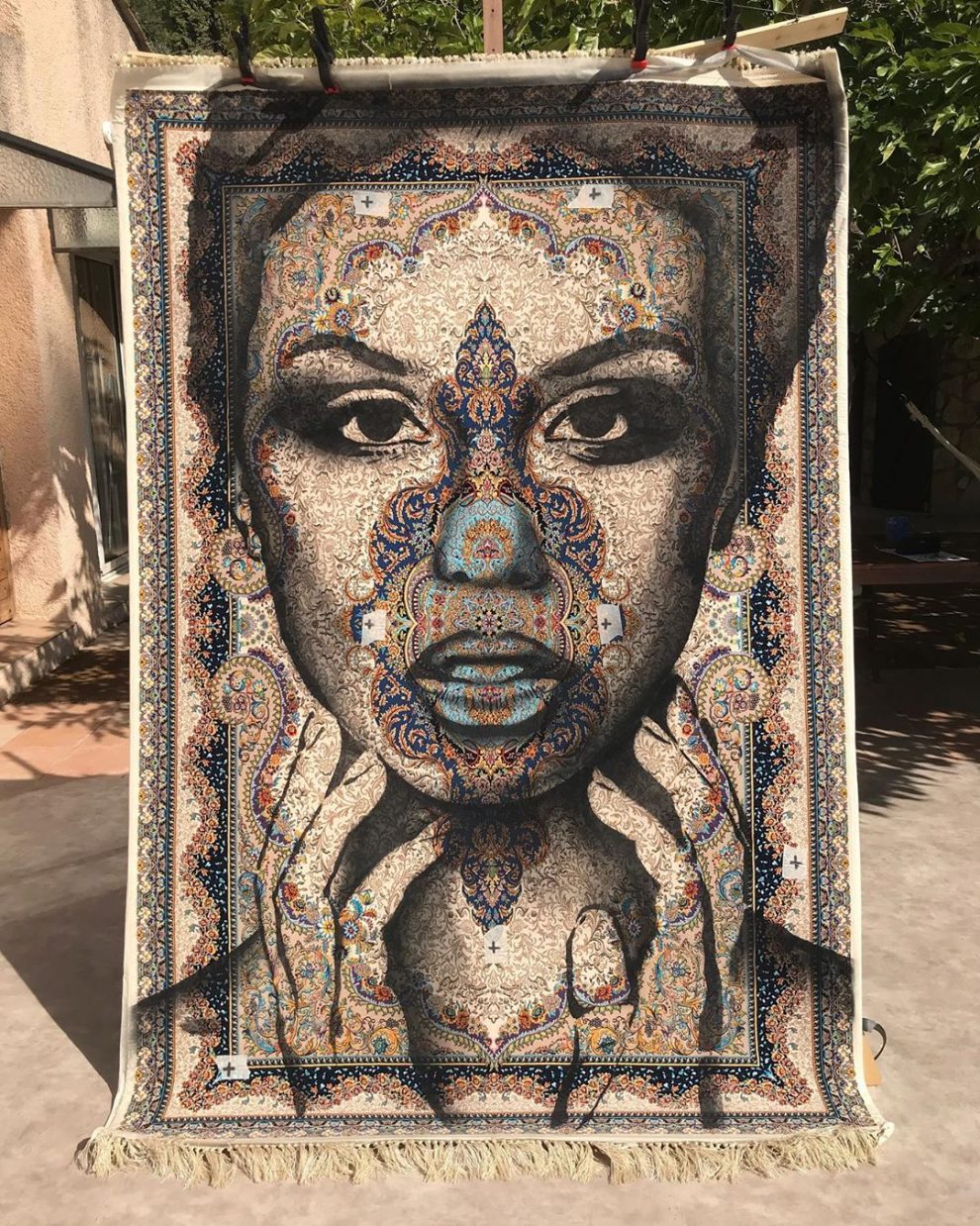 Street Artist Uses Traditional Persian Rugs As Canvas To Spray-Paint ...