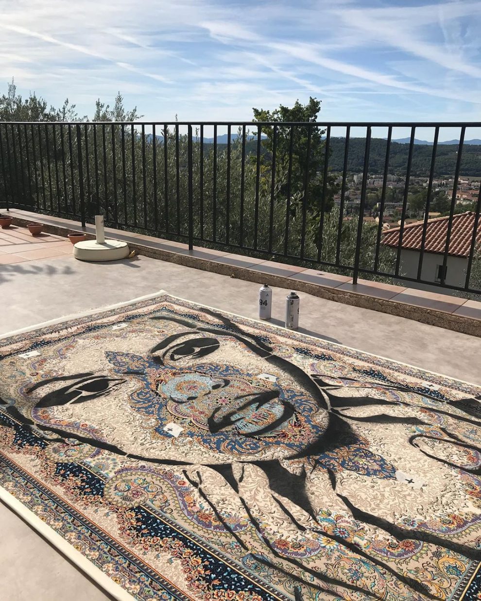 Street Artist Uses Traditional Persian Rugs As Canvas To Spray-Paint ...