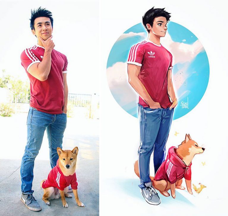 This Artist Turns His Dog And Himself Into Adorable Cartoon Characters ...
