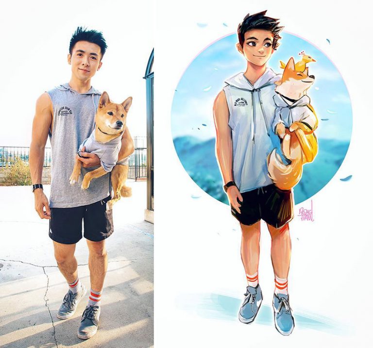 This Artist Turns His Dog And Himself Into Adorable Cartoon Characters ...