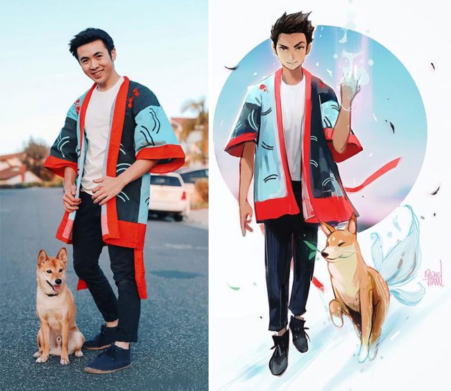 This Artist Turns His Dog And Himself Into Adorable Cartoon Characters ...