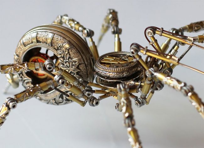 Hungarian Artist Creates Detailed Steampunk Spiders Out of Various ...
