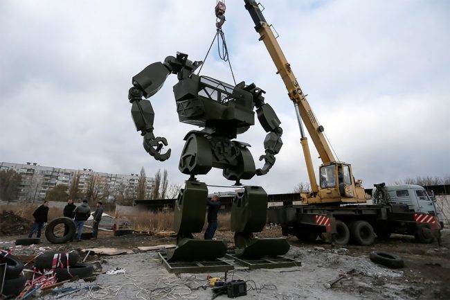 Enthusiasts Are Installing Transformer Robots Made of Waste Car ...