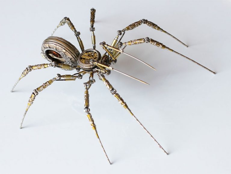 Hungarian Artist Creates Detailed Steampunk Spiders Out of Various ...