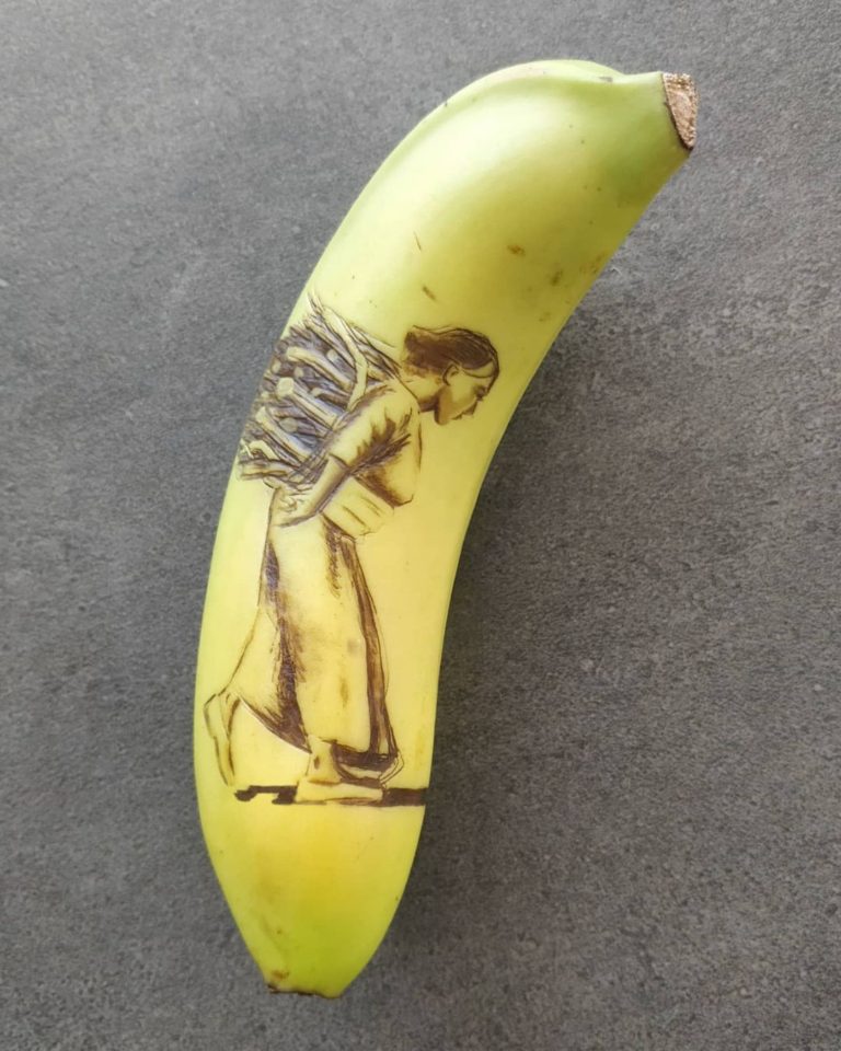 This Artist Creates Amazing Banana Art Made by Poking and Bruising the ...