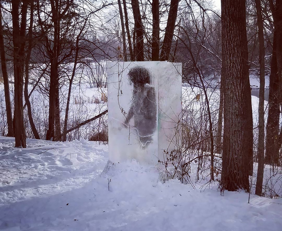 Frozen Caveman Sculpture Compared To Monolith Appears In Minneapolis ...