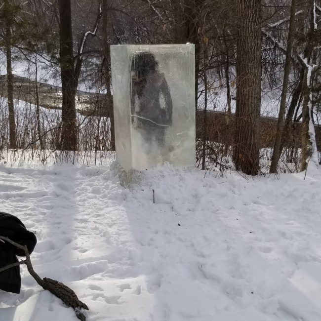 Frozen Caveman Sculpture Compared To Monolith Appears In Minneapolis ...