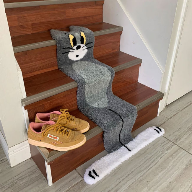 Artist Makes Awesome Flat Cat Stair Runner Rug Inspired by “Tom and ...