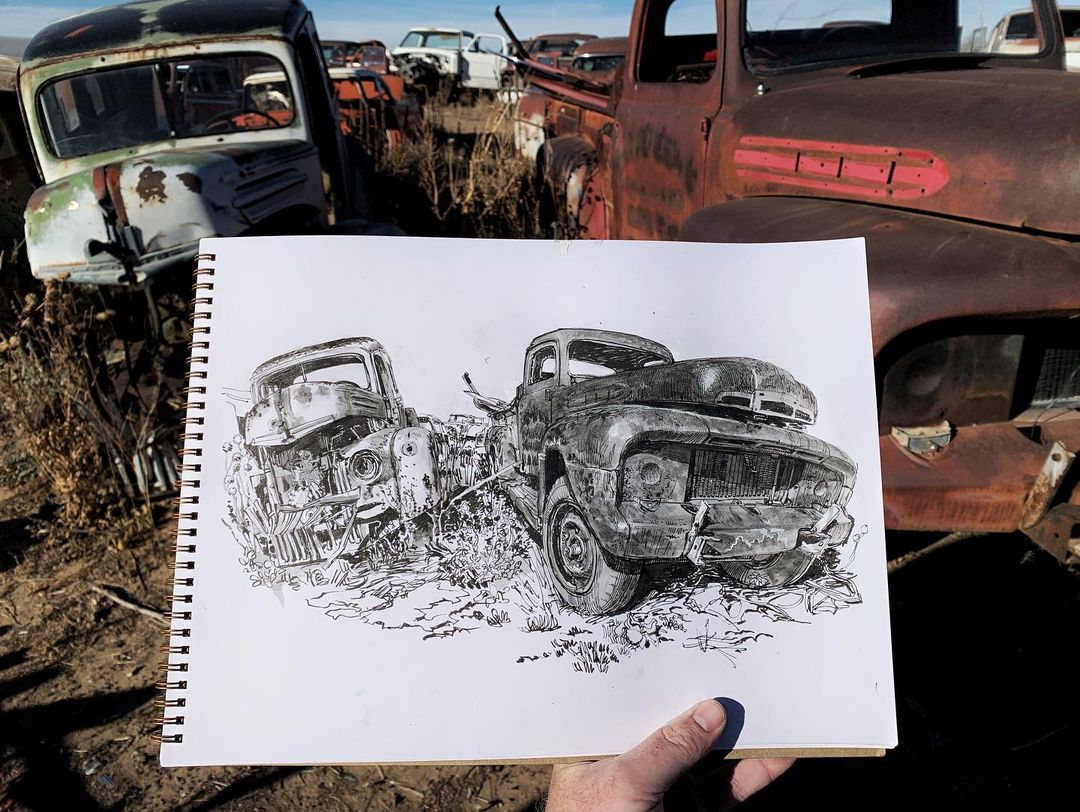 Machinery In Black And White: Cool Rapid Sketches By Paul Heaston ...