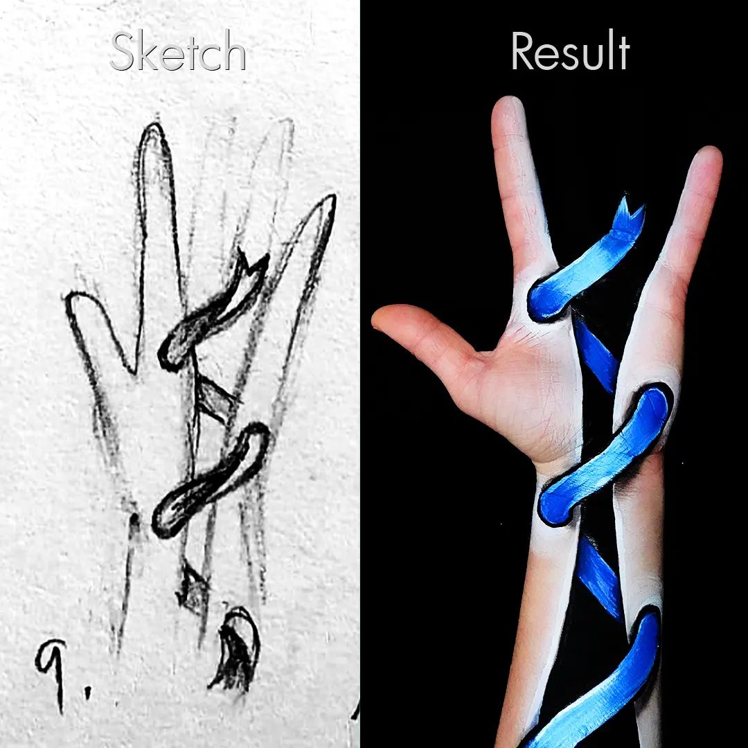 Artist Uses Right Hand to Turn Her Left hand Into Optical Illusions ...