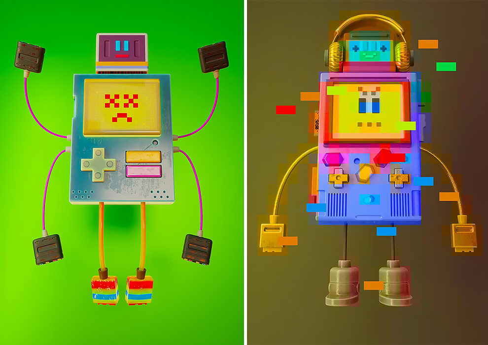 Pet Bots: Studio Created Retro Characters from Classic Gaming Gadgets ...