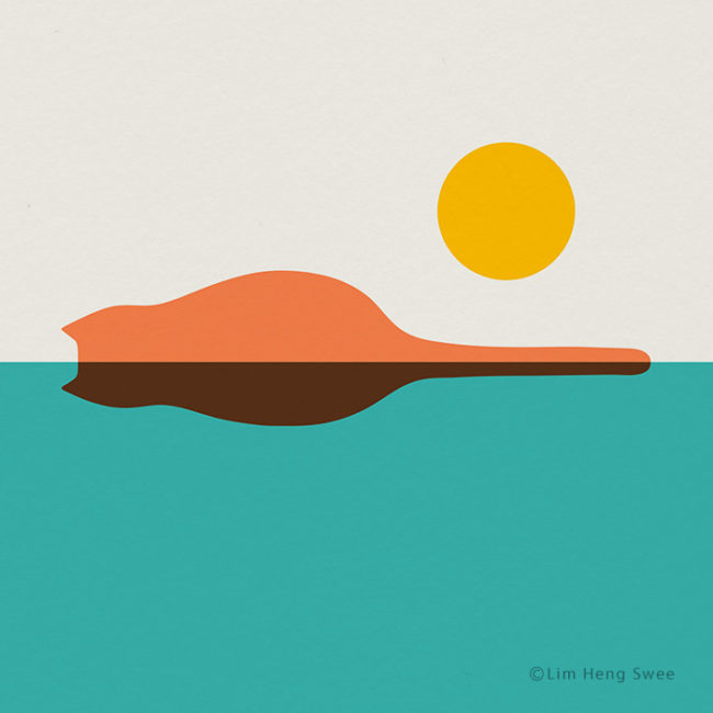 Artist Makes Minimal Illustrations That Blend Cats Into Landscapes And ...