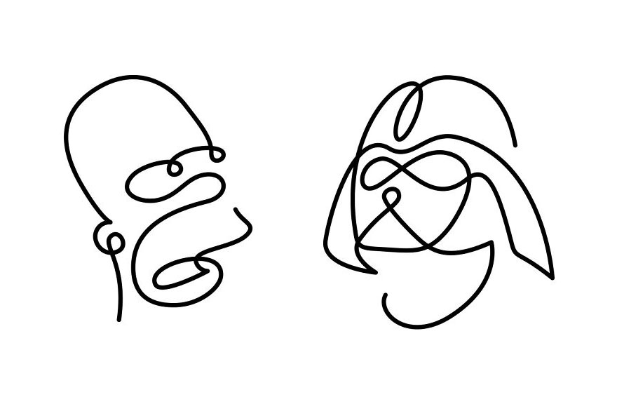 French Artists Creates Minimalist One-Line Drawings Of Iconic Fictional ...