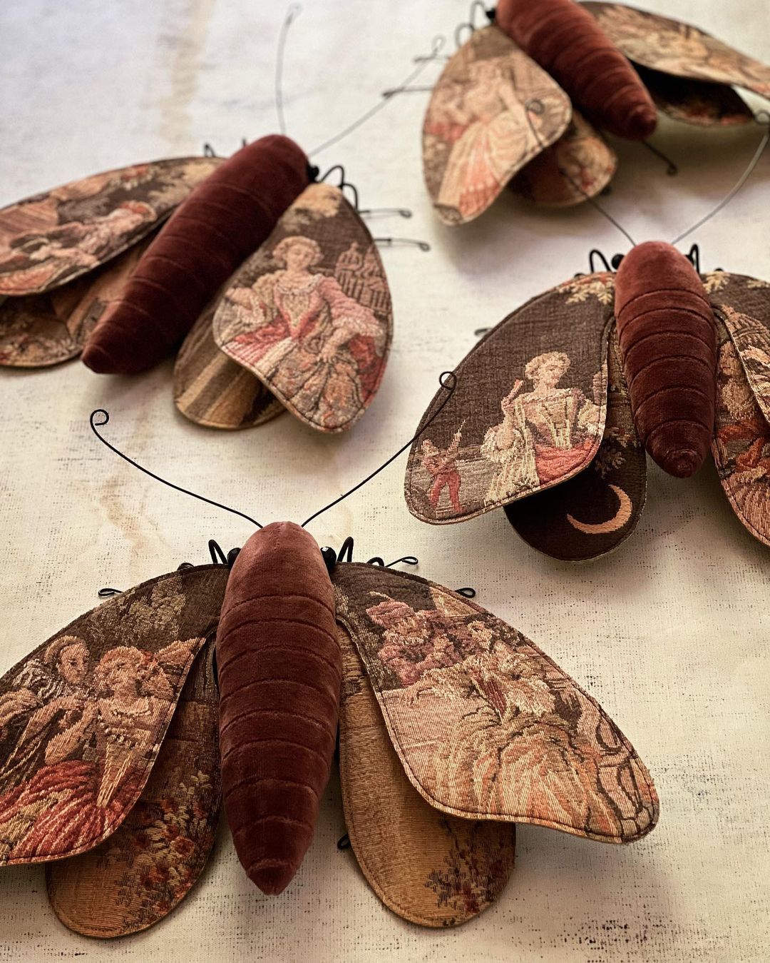 The Artist Creates Textile Moths with Wings Made of Vintage Tapestry ...