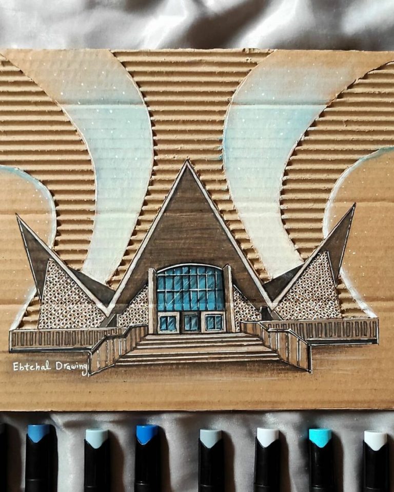 These Buildings Drawn On Pieces Of Cardboard To Create A 3D Effect By A ...
