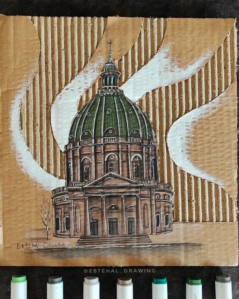 These Buildings Drawn On Pieces Of Cardboard To Create A 3D Effect By A ...