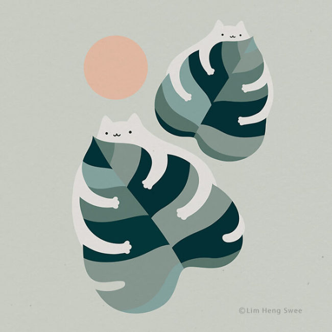 This Artist Draws Minimal Illustrations For Plant And Cat Lovers ...