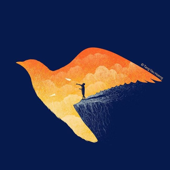 Illustrator Tang Yau Hoong Uses Negative Space to Create Conceptual Art ...