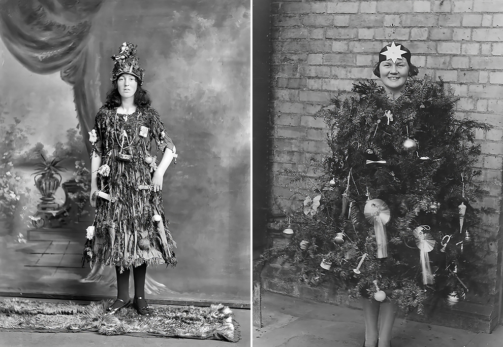 Vintage Photographs of People Dressed Up in Christmas Tree Costumes ...