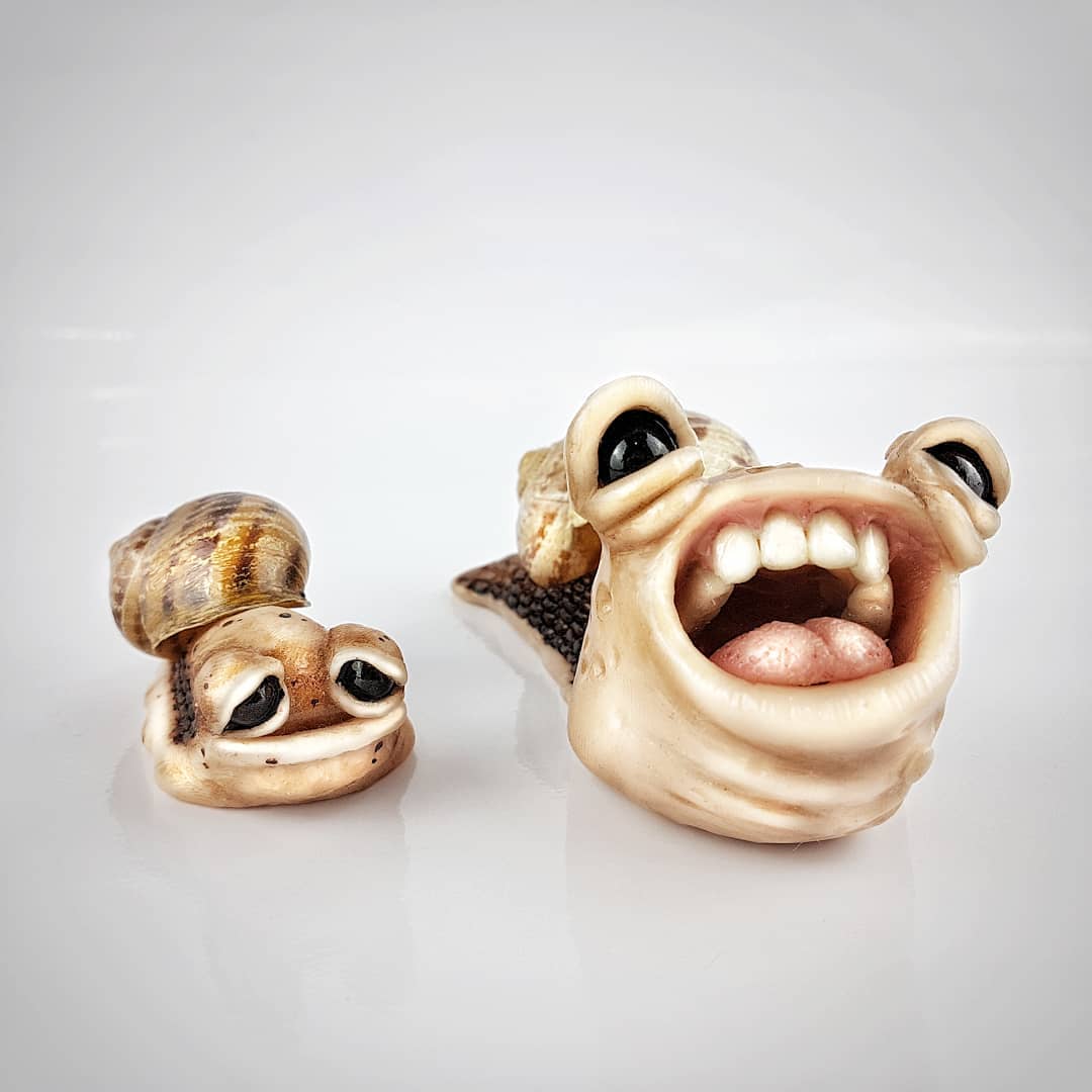 This Artist Creates Surreal Snail Creatures By Using Real Snail Shells ...