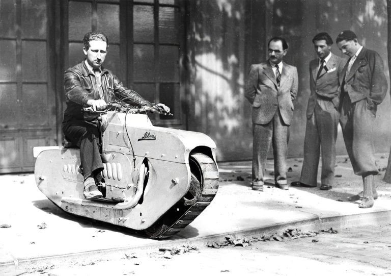 Tractor-Cycle, Treaded Motorcycle Designed by French Inventor J ...