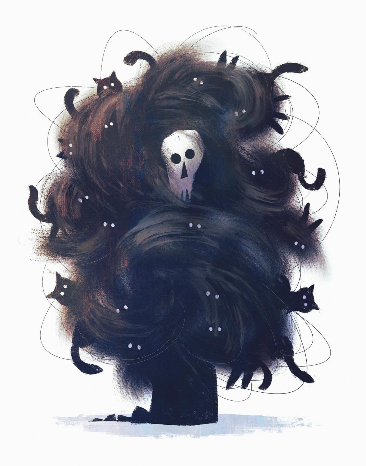 Illustrator Creates The “Dead Cat” Painting Series With Grim Reaper And ...