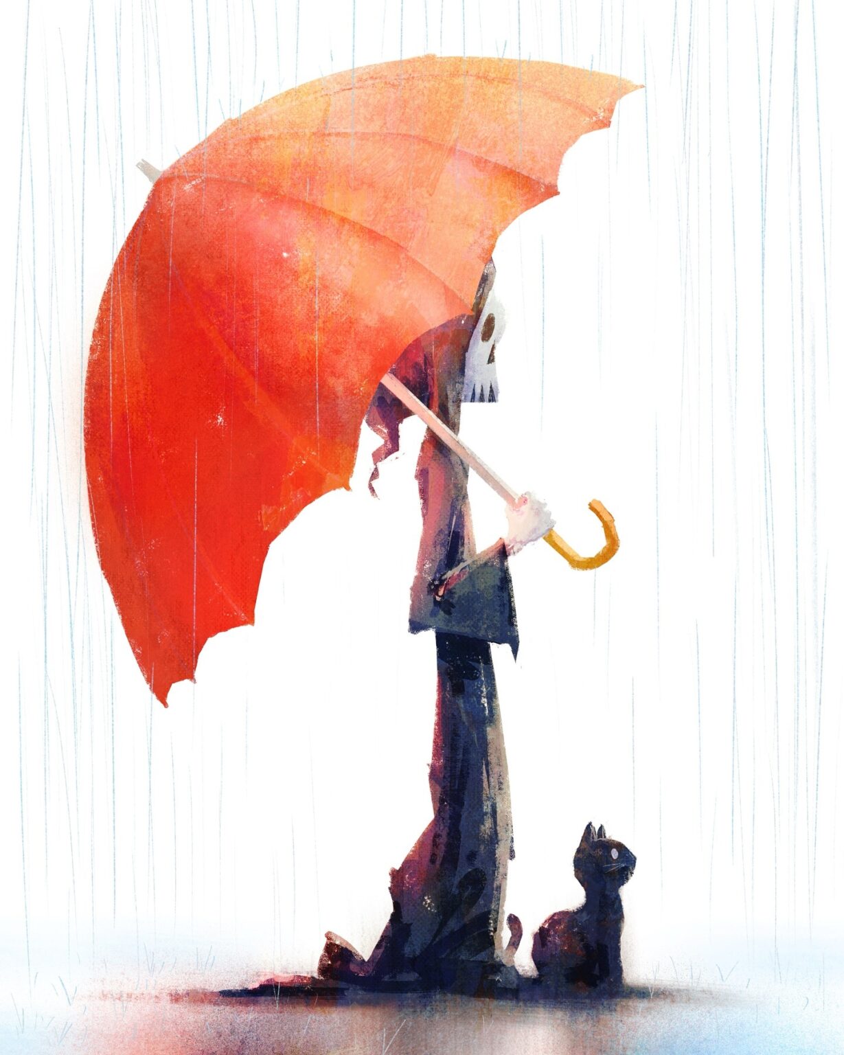 Illustrator Creates The “Dead Cat” Painting Series With Grim Reaper And ...